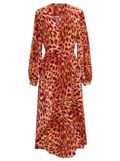 Stella McCartney Cheetah Print Silk Maxi Dress - Red