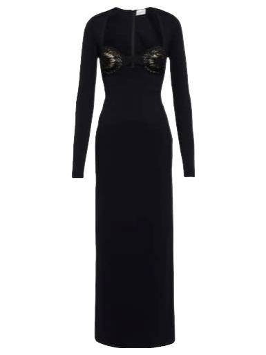 Magda Butrym Crochet-trimmed Midi Dress - Black