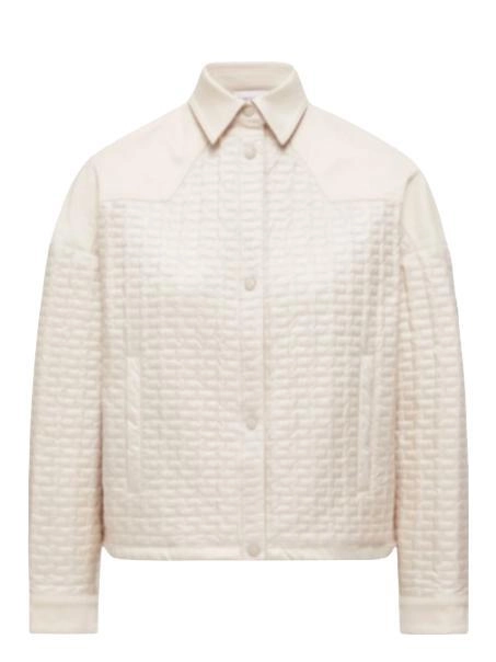 Moncler Long-sleeved Quilted Shirt Jacket With Drawstring Hem - Light Beige