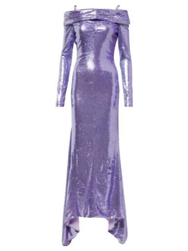 Attico Sequined Off-shoulder Maxi Gown - Purple