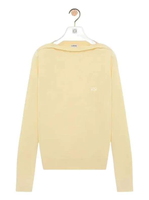 Loewe Merino Wool Sweater With Anagram Embroidery - Nude