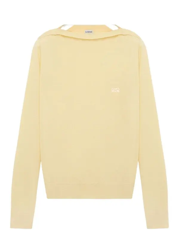 Loewe Merino Wool Sweater With Anagram Embroidery - Nude