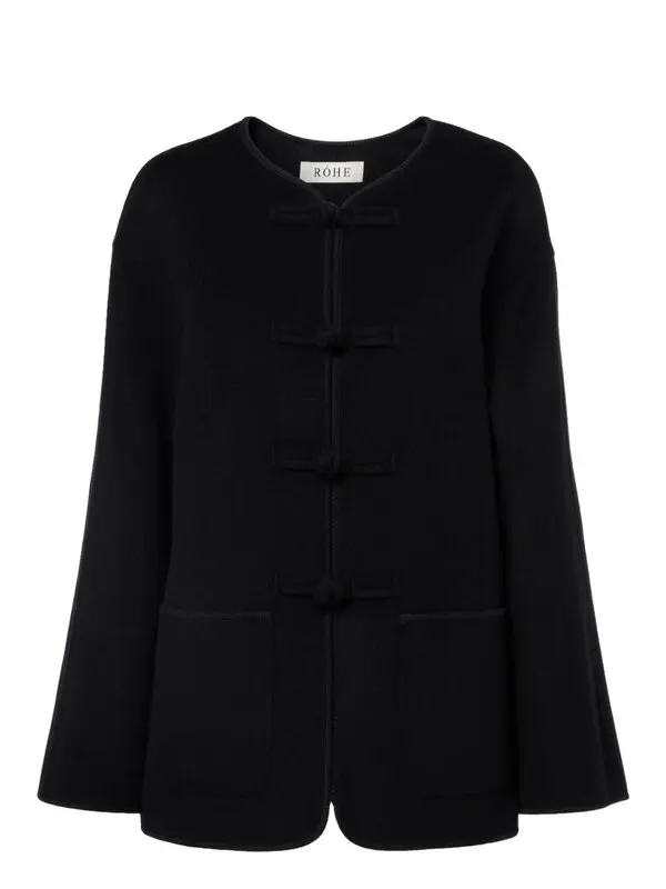 RÓHE Long Sleeve Casual Jacket With Front Patch Pockets - Black
