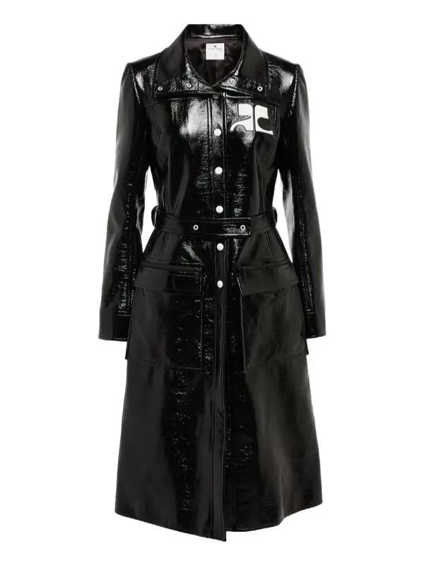 COURREGES Long Sleeved Lapel Collar Windbreaker - Black