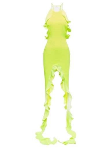 David Koma Asymmetrical Ruffled Maxi Dress - Yellow