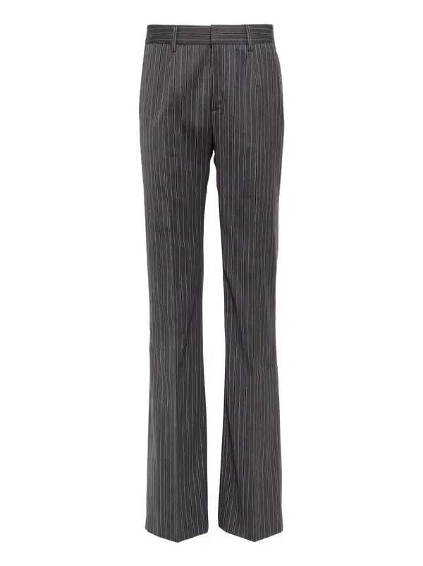 Alessandra Rich Pinstriped High-rise Straight Leg Pants - Dark Gray