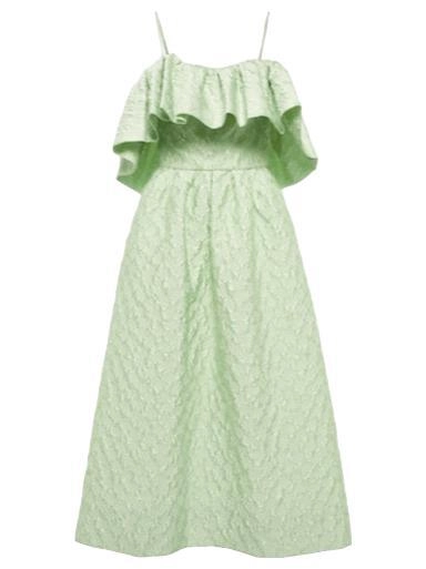 Monique Lhuillier Off-the-shoulder Textured Midi Dress - Green