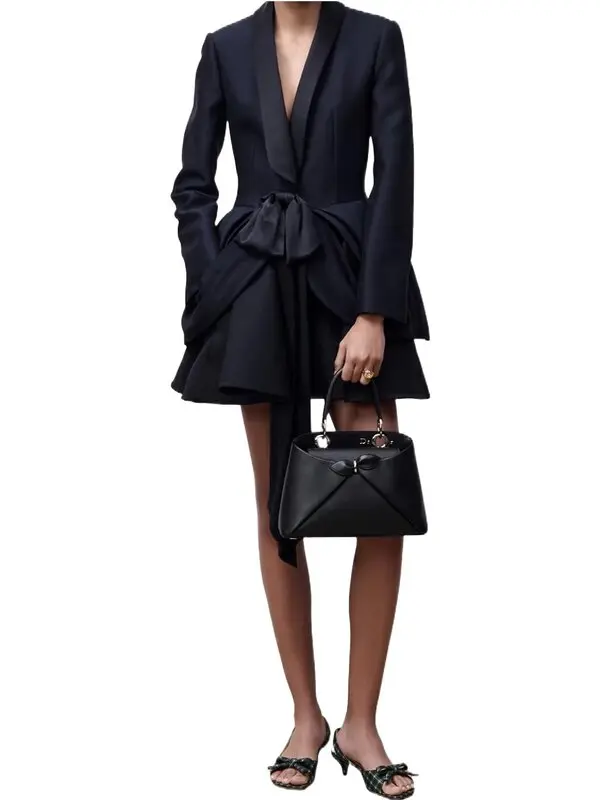 Dior Fitted Jacket With Shawl Collar And Bow Detail - Black