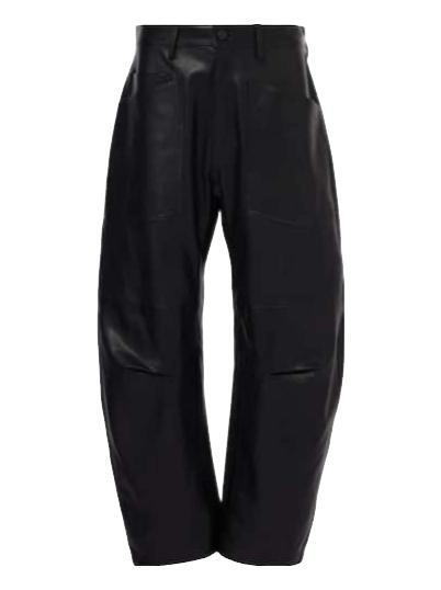 NILI LOTAN Shon Leather Barrel-leg Pants - Black