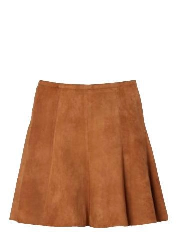 Stouls Mila Pleated Suede Miniskirt - Brown