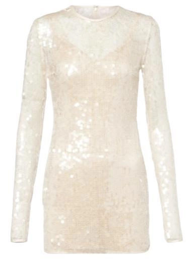 David Koma Sequin Long Sleeve Mini Dress - White