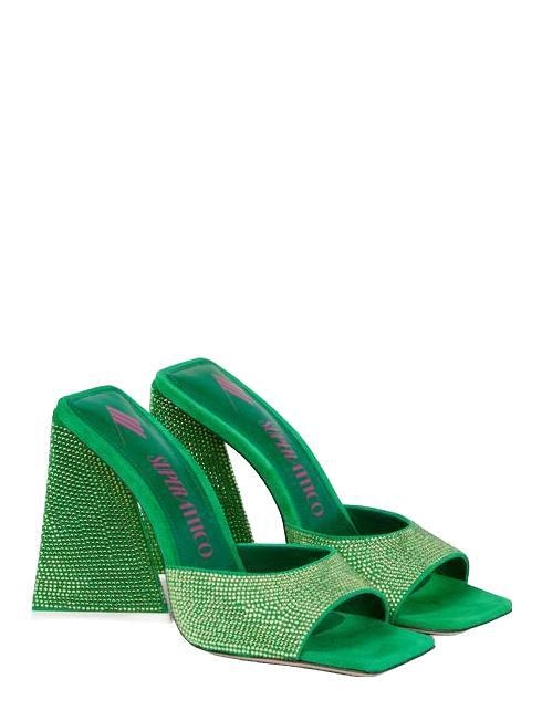 Attico Devon Embellished Leather And Suede Sandals - Green