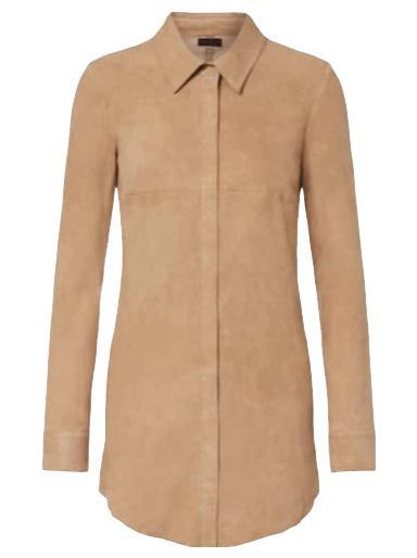Stouls Geraldine Suede Shirt Dress - Nude