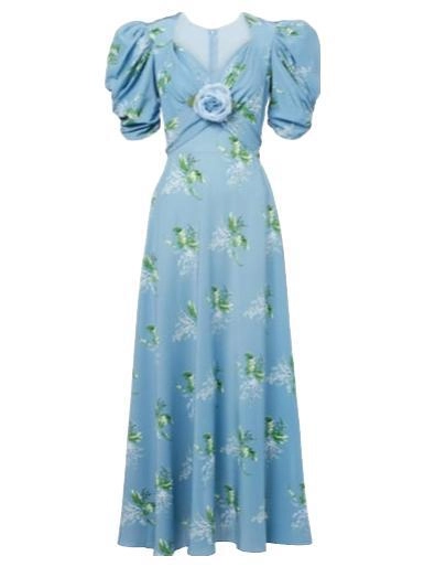 RODARTE Floral Silk Maxi Dress - Blue