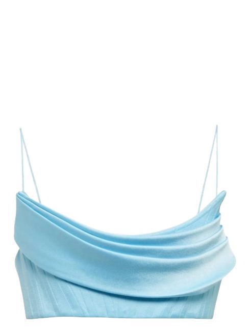 Alex Perry Carva Satin Crêpe Crop Top - Blue