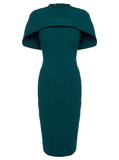 SAFIYAA LONDON Kalika Caped Midi Dress - Green