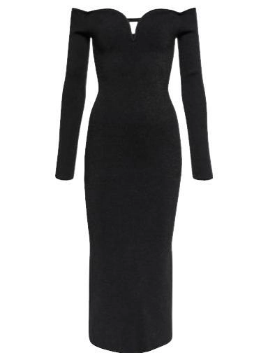 Galvan Grace Off-shoulder Midi Dress - Black