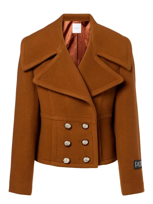 PATOU Cropped Double-breasted Jacket - Brown