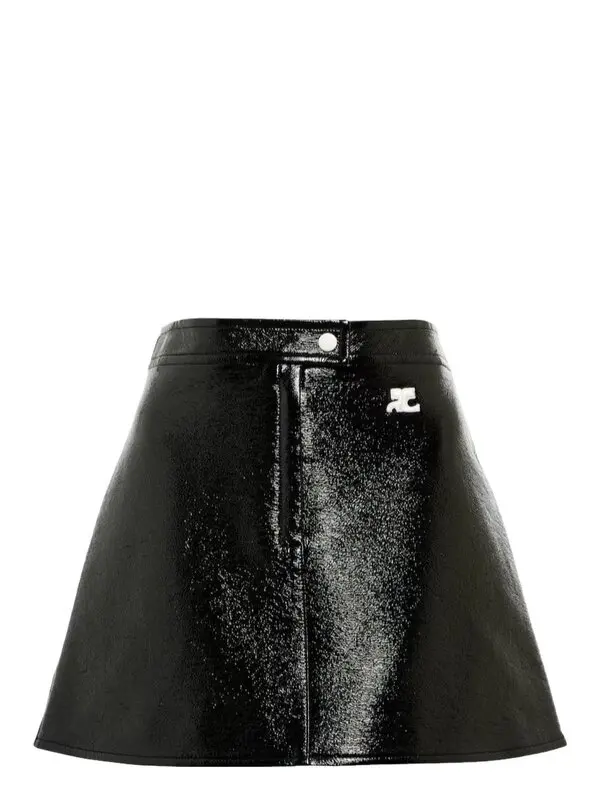 COURREGES Faux Leather A-line Skirt - Black