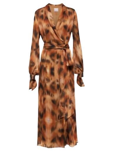 Galvan Leopard Print Wrap Dress - Brown