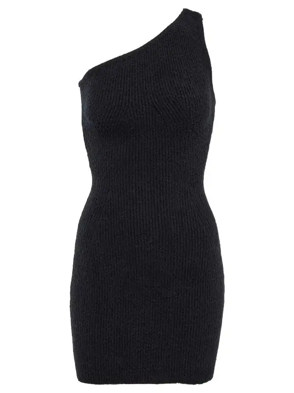 Wardrobe.NYC One-shoulder Ribbed Knit Dress - Black