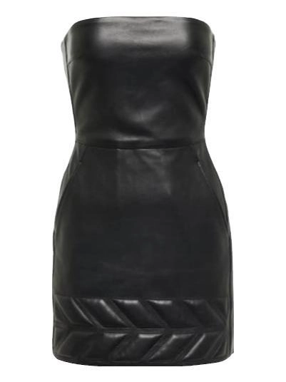 David Koma Strapless Leather Minidress - Black