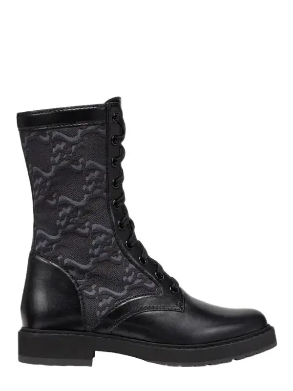 Fendi Logo-debossed Lace-up Combat Boots - Black