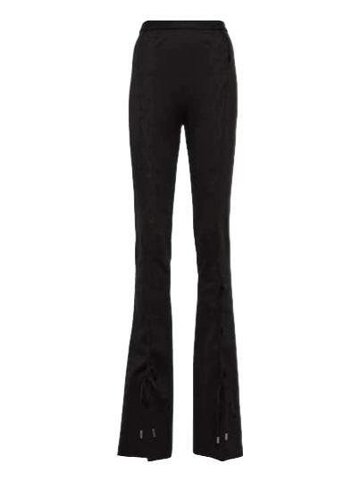 David Koma Lace-up Cotton Jersey Flared Pants - Black