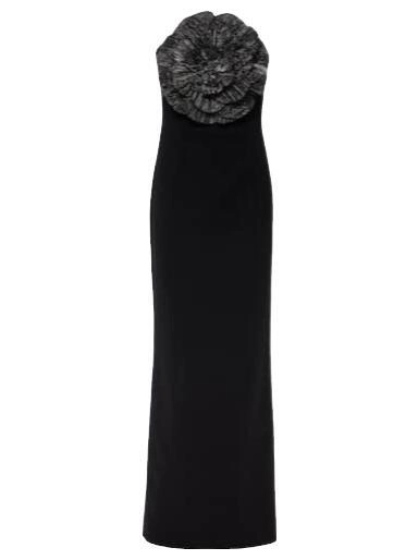 Rebecca Vallance Lumi Floral Appliqué Gown - Black