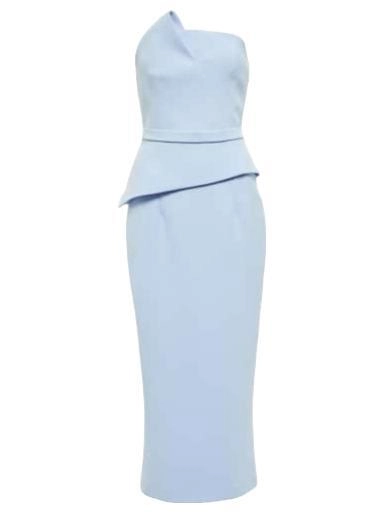 SAFIYAA LONDON Delani Peplum Midi Dress - Blue