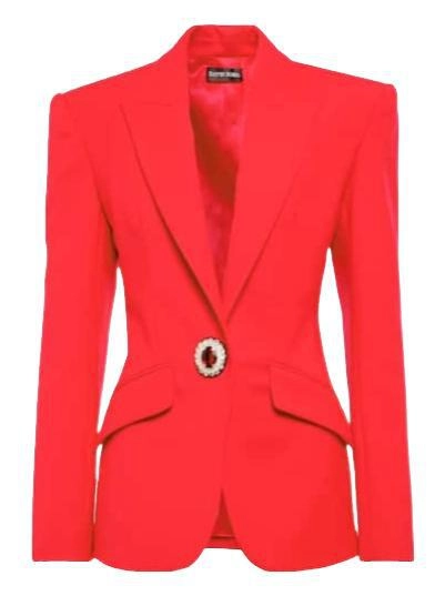 David Koma Embellished Virgin Wool Blazer - Red