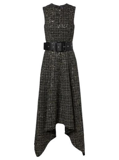 SAFIYAA LONDON Okimi Sequined Tweed Midi Dress - Black