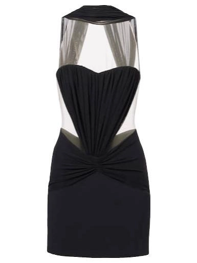 David Koma Scarf-detail Ruched Minidress - Black