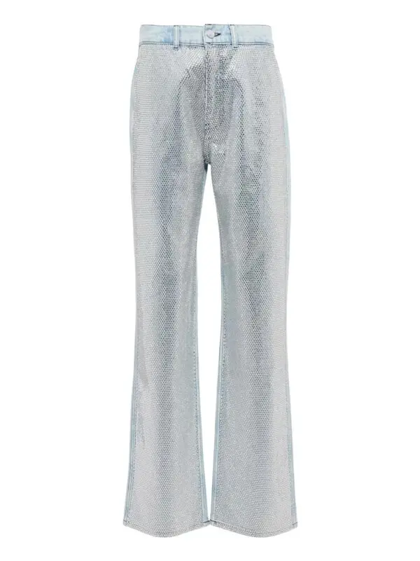 FRAME Embellished High-rise Straight-leg Jeans - Gray