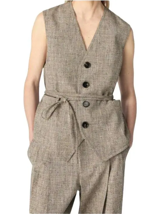 Bottega Veneta Fleck Viscose Gilet - Nude