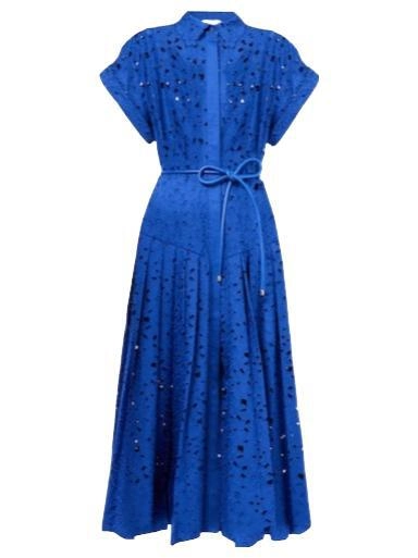Rebecca Vallance Floral Cotton Lace Shirt Dress - Blue