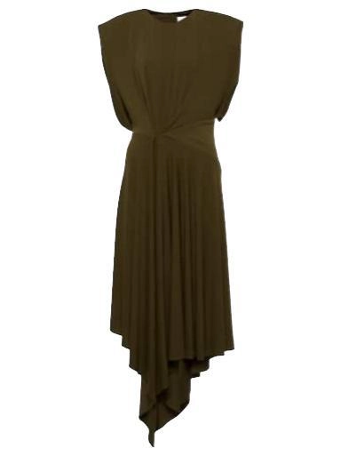 Alexandre Vauthier Asymmetrical Midi Dress With Pleats And Padded Shoulders - Green