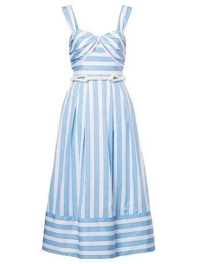 Rebecca Vallance Nilah Striped Cotton Midi Dress - Blue
