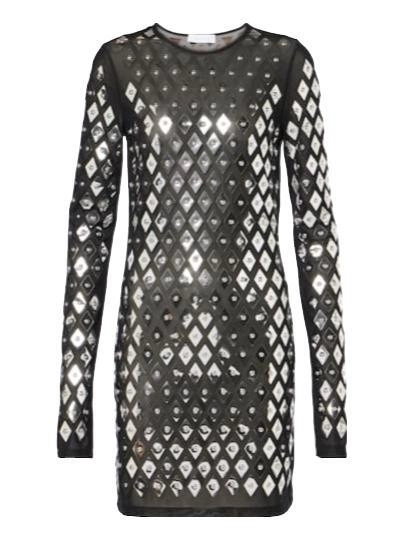 Rabanne Embellished Long Sleeve Minidress - Black
