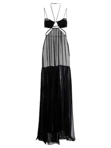 NENSI DOJAKA Cutout Silk Chiffon Maxi Dress - Black