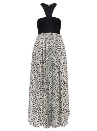 Stella McCartney Floral Print Maxi Dress With Racer Back Detail - Gray