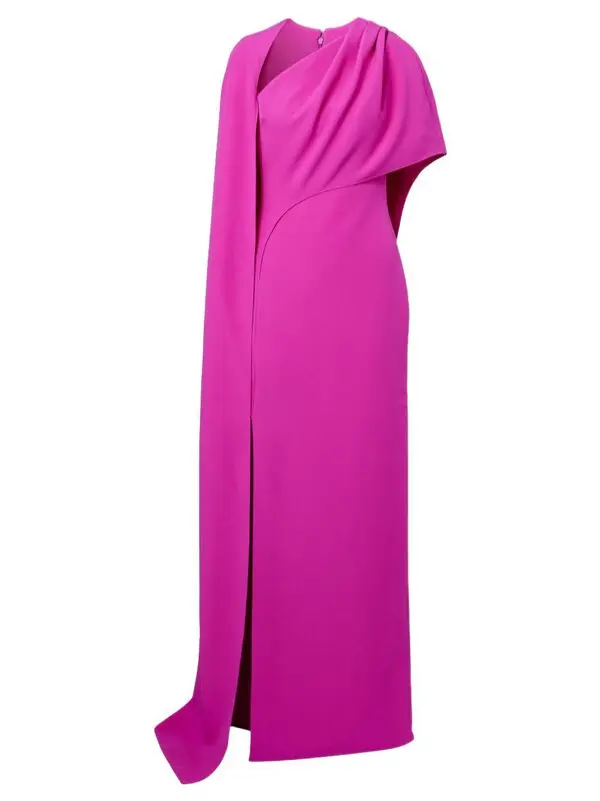 SAFIYAA LONDON Contessa Asymmetric Gown With Cape Effect - Pink