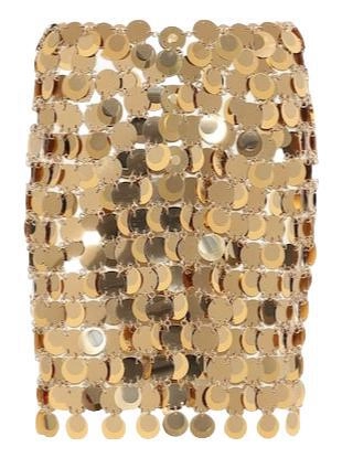 Rabanne Sequined Chainmail Miniskirt - Nude