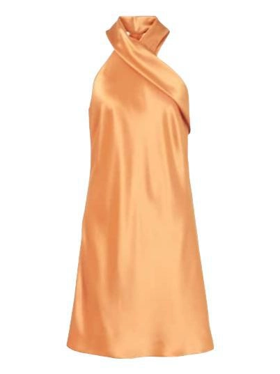 Galvan Pandora Draped Halterneck Minidress - Orange
