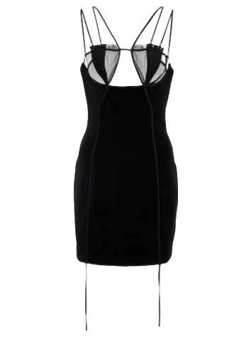 NENSI DOJAKA Velvet And Mesh Cutout Mini Dress - Black