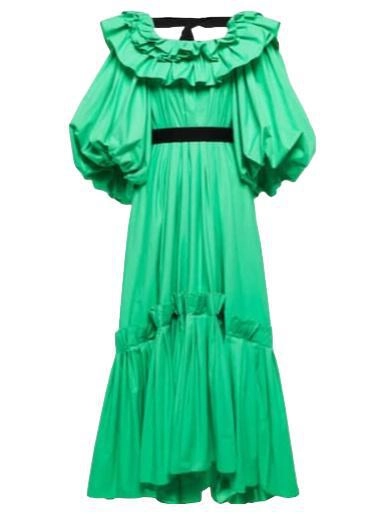 ROKSANDA Zahara Pleated Cotton Maxi Dress - Green