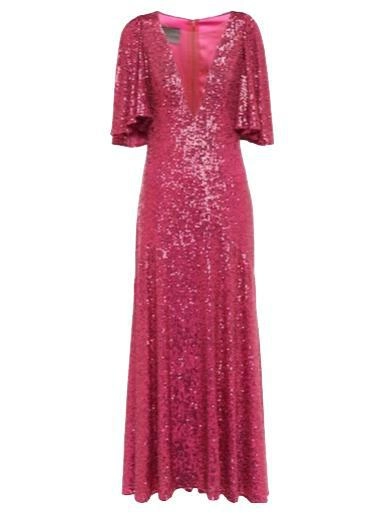Monique Lhuillier Sequined Maxi Gown - Red