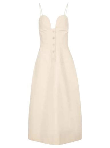 JIL SANDER Cotton Poplin Sweetheart Bodice Midi Dress - Nude