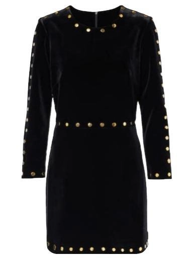 Dodo Bar Or Ska Velvet Mini Dress With Metallic Stud Embellishments - Black