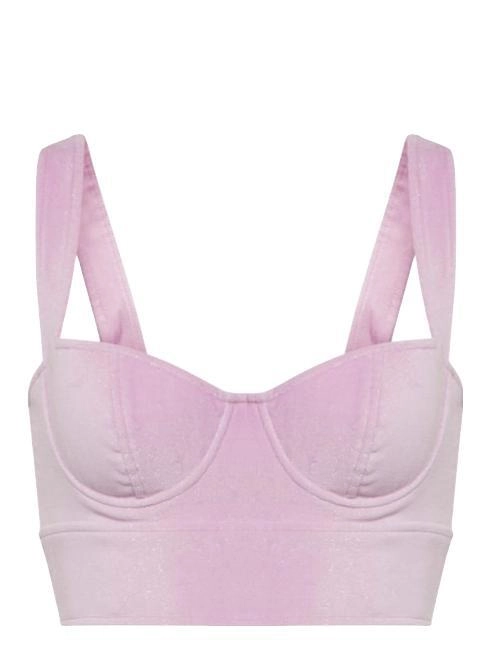 Alex Perry Glitter Corduroy Bustier Top - Pink
